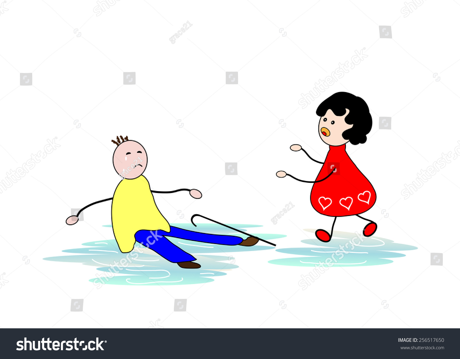 Helping Elderlyhelp Old People Fall Downvector Stock Vector (Royalty ...