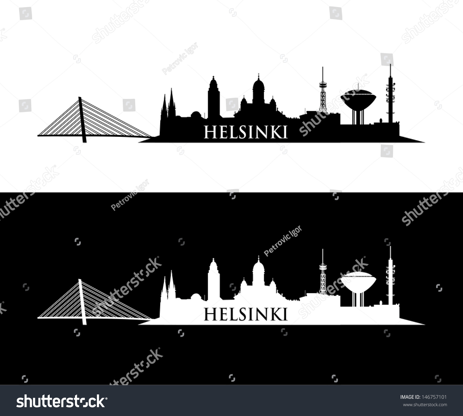 Helsinki Skyline Vector Illustration: vector de stock (libre de ...