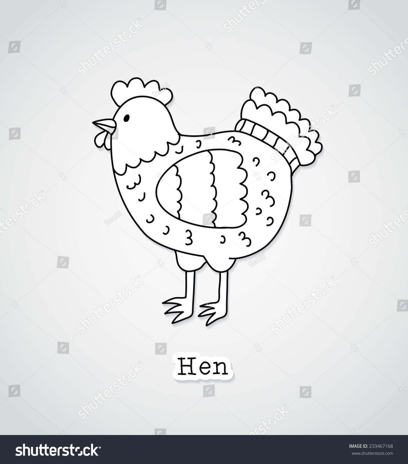 Hen Drawing Sticker Style: เวกเตอร์สต็อก (ปลอดค่าลิขสิทธิ์) 233467168 ...