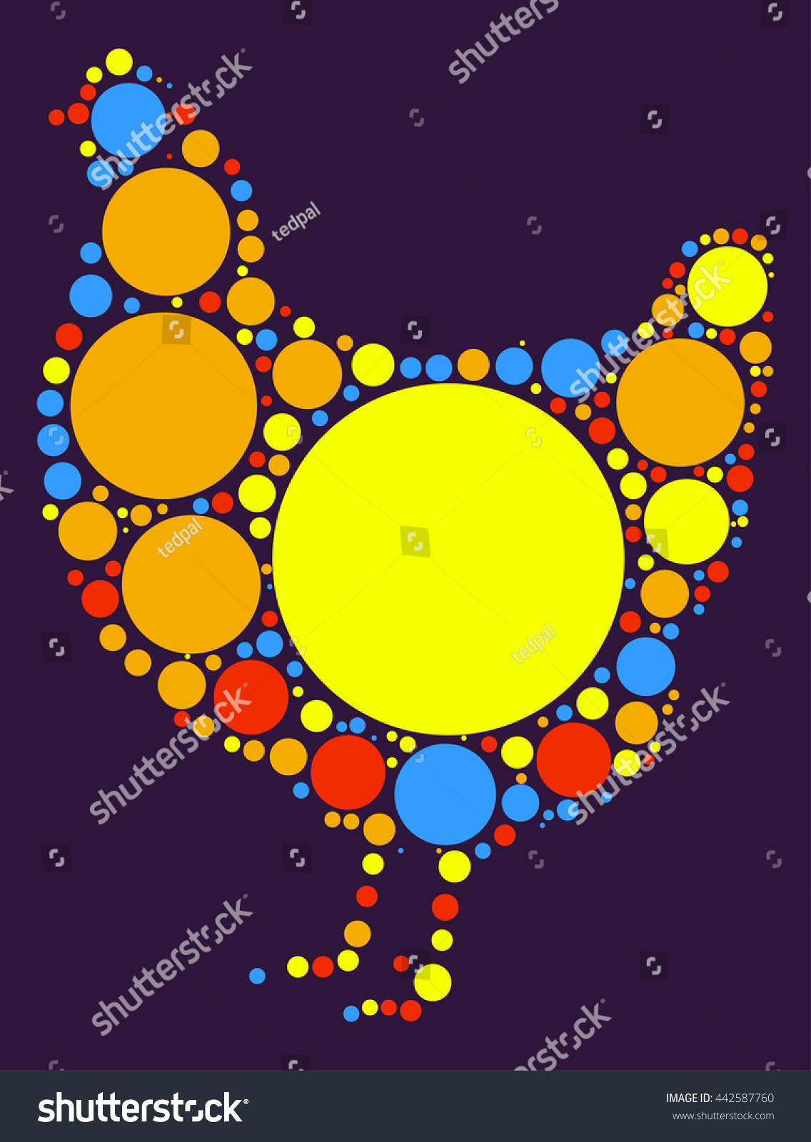 Hen Shape Vector Design By Color Stock Vector (Royalty Free) 442587760