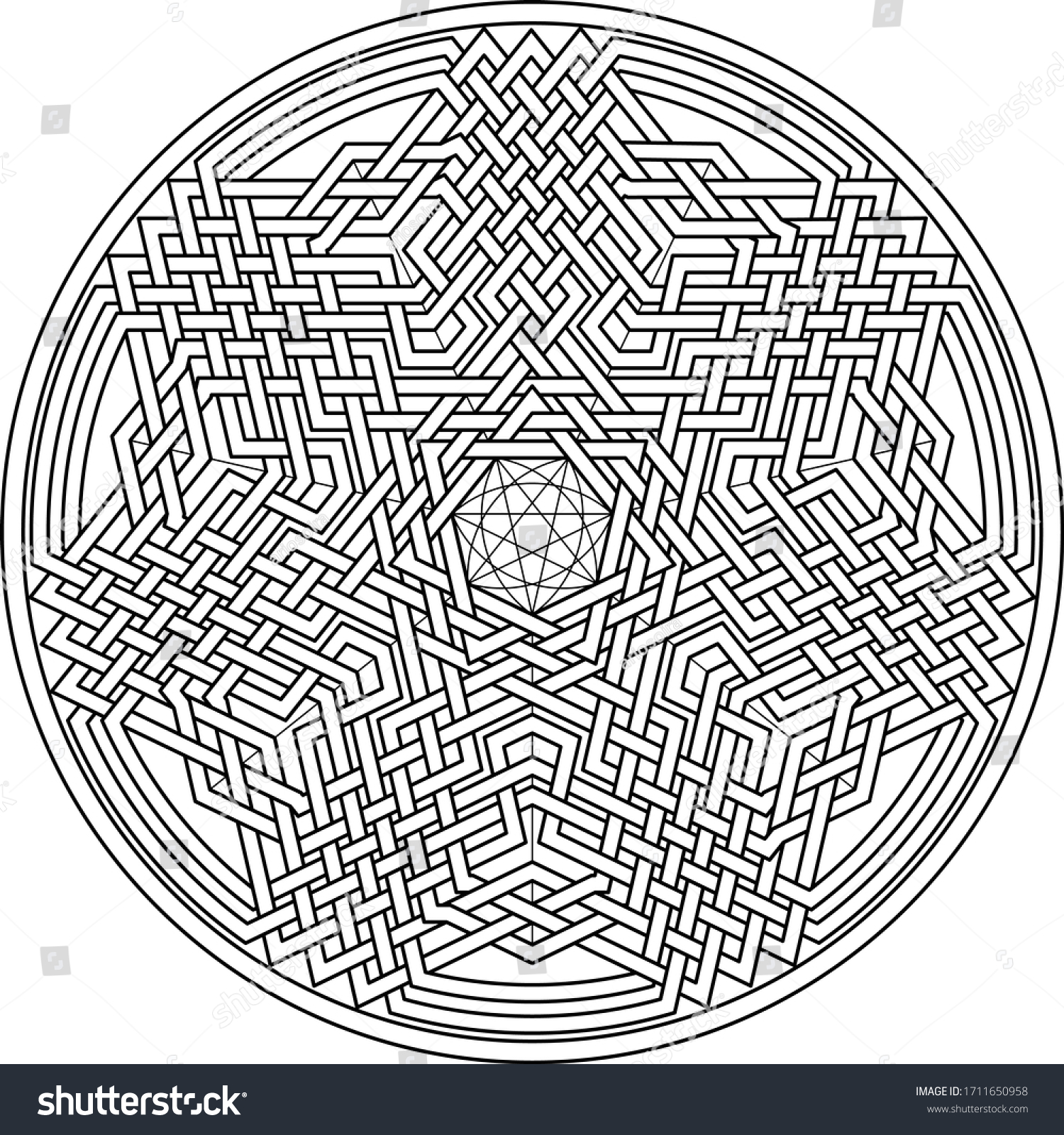 Heptagram Vector Pattern Circular Circle Floral Stock Vector Royalty