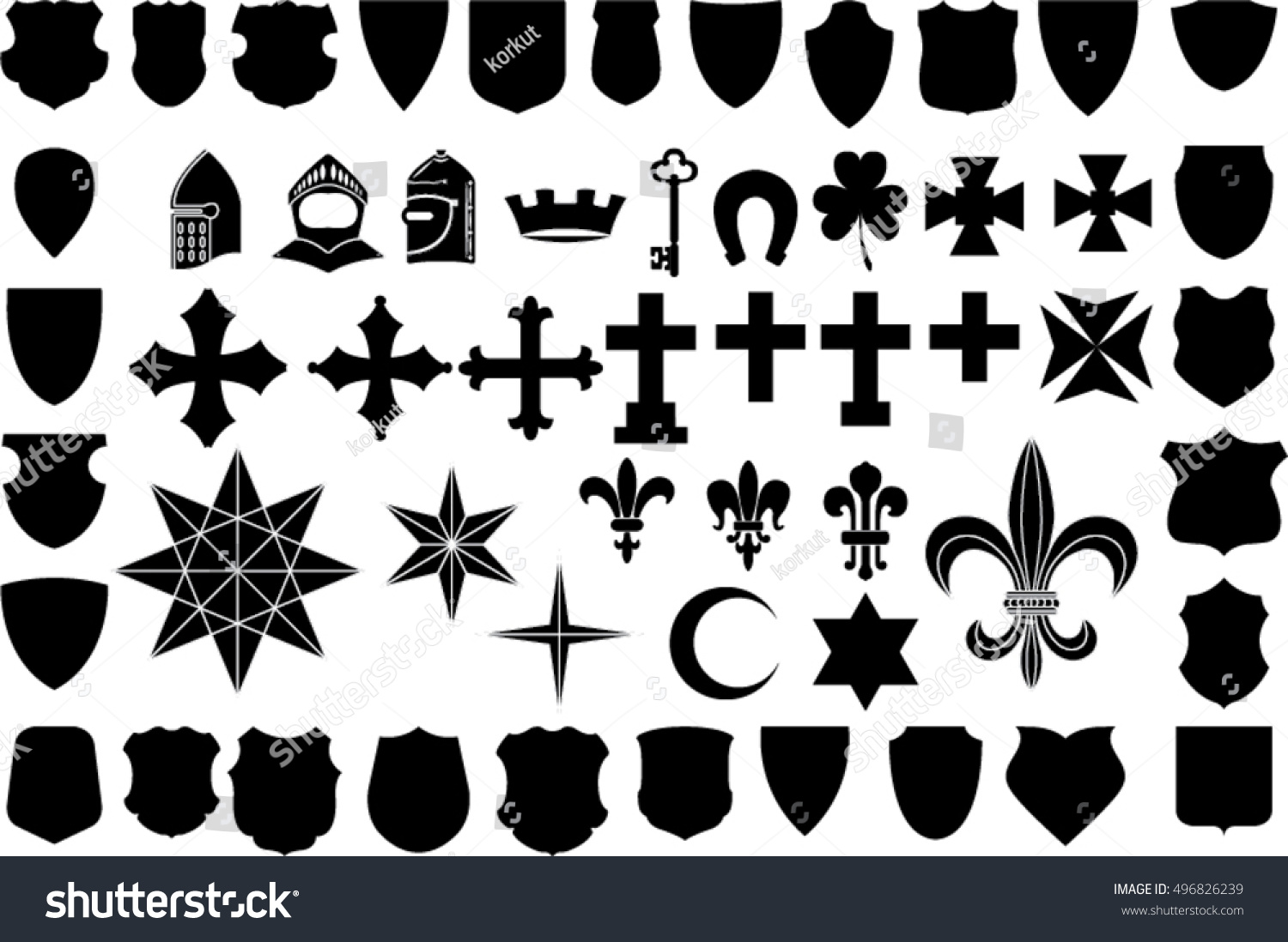 Heraldic Design Elements Silhouettes Signs Vector Stock Vector (Royalty ...