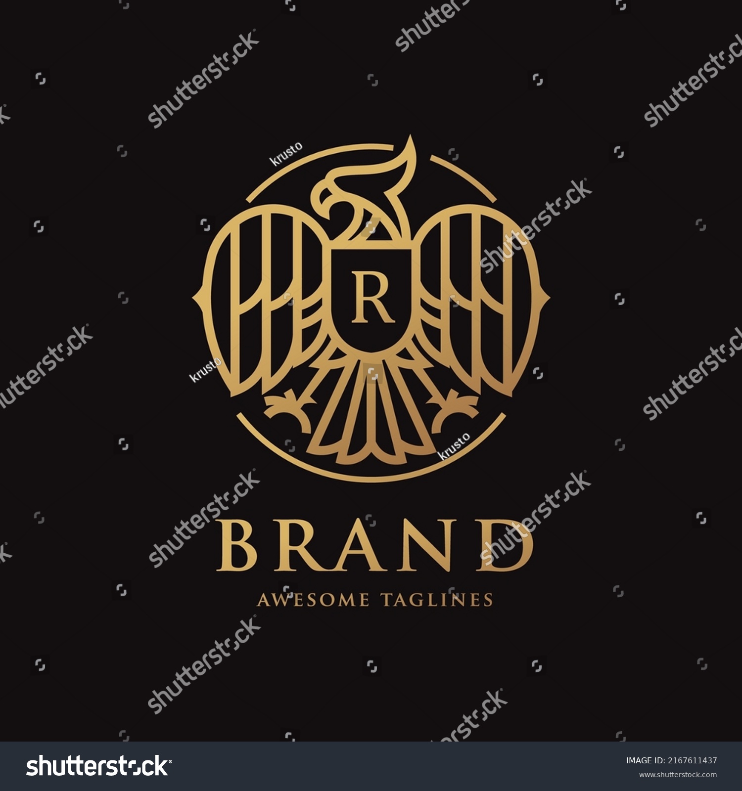 Heraldic Eagle Linear Letter R Logo Stock Vector (Royalty Free ...