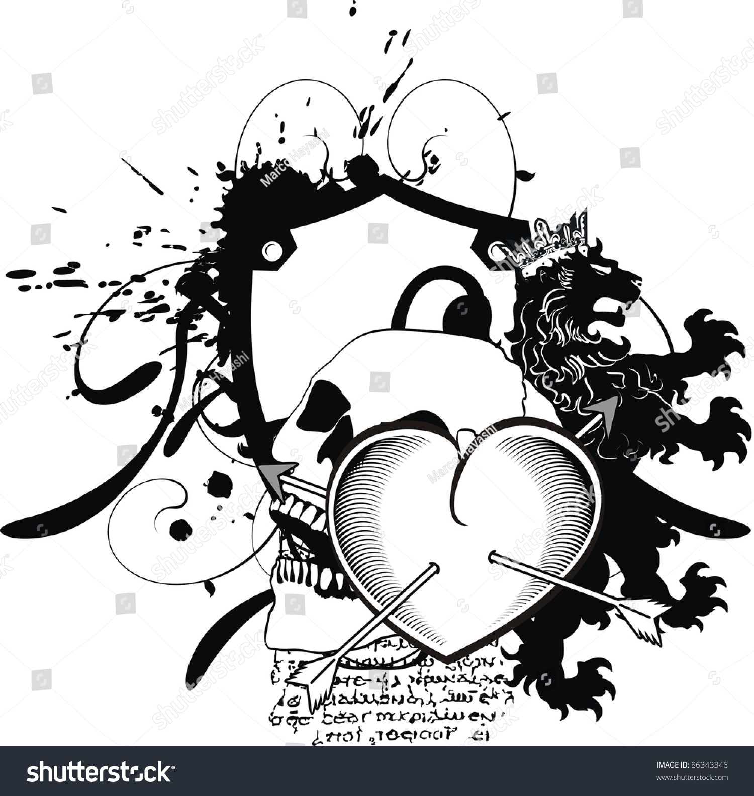 Heraldic Heart Arrows Crest Vector Format Stock Vector (Royalty Free ...