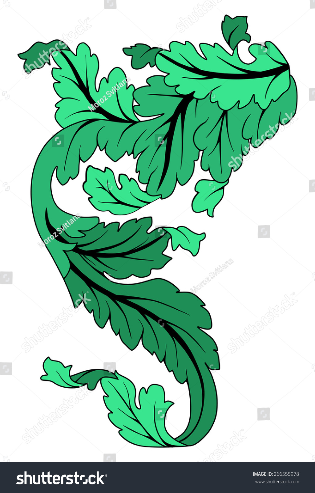Heraldic Leaves On White Background Vector Stock Vector 266555978 ...
