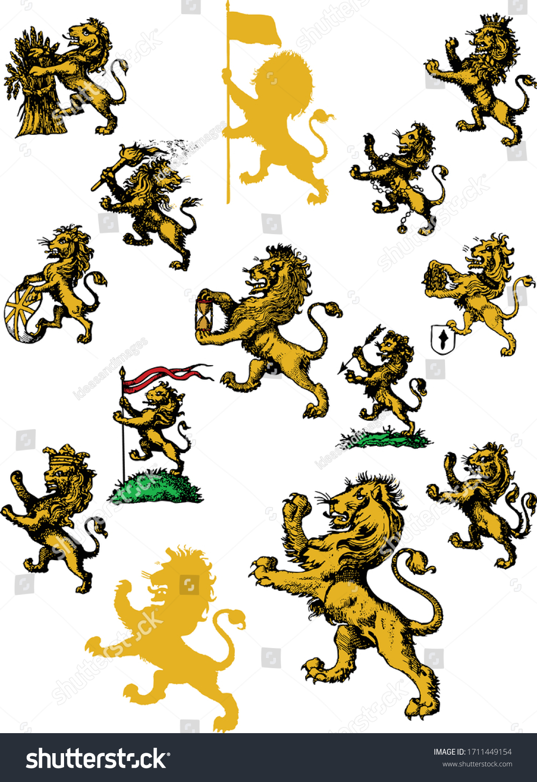 Heraldic Lion Crest Designs Vector Format Stock Vector (Royalty Free ...