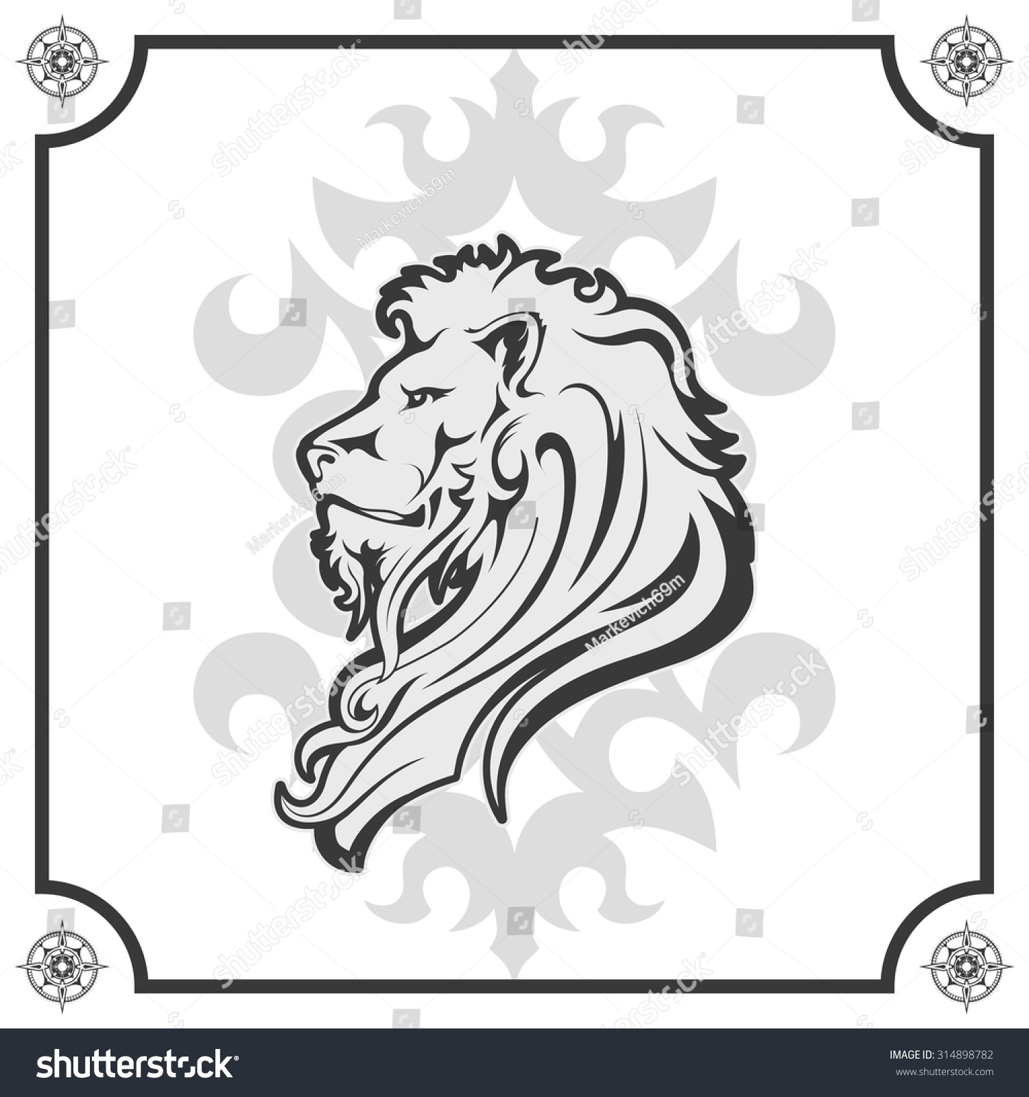 Heraldic Lion Head: vector de stock (libre de regalías) 314898782 ...