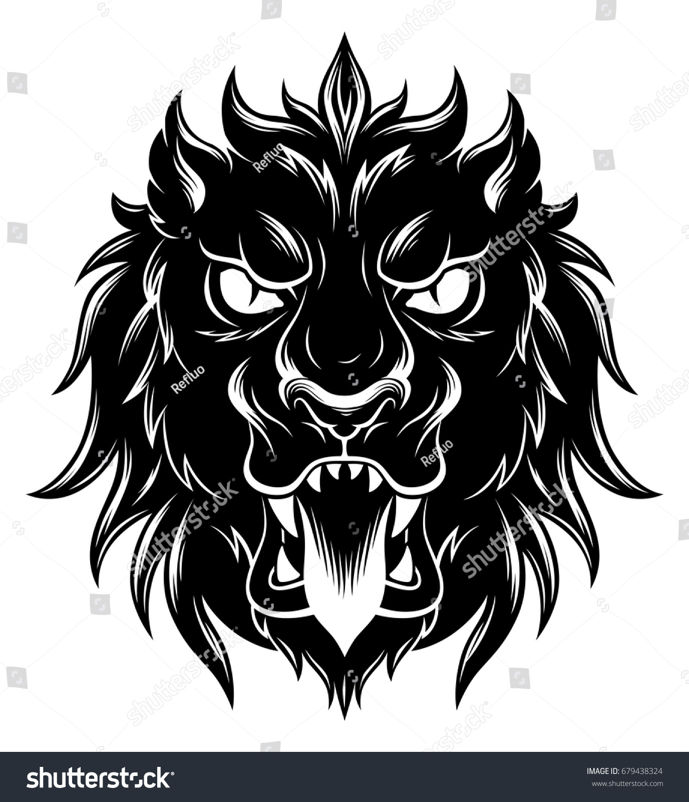 Heraldic Lion Head Front Stock Vector (Royalty Free) 679438324