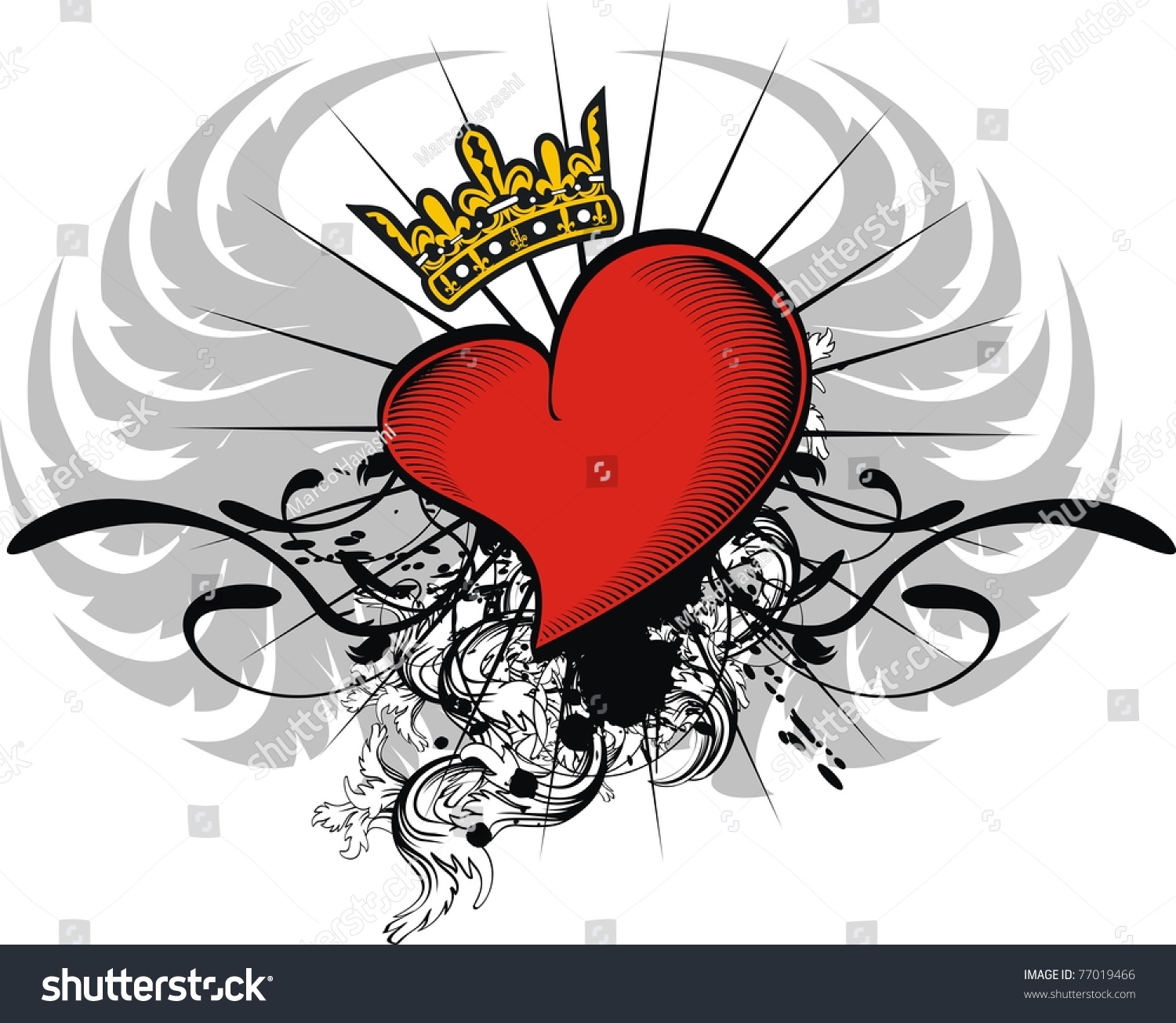 Heraldic Winged Heart Vector Format Stock Vector (Royalty Free) 77019466