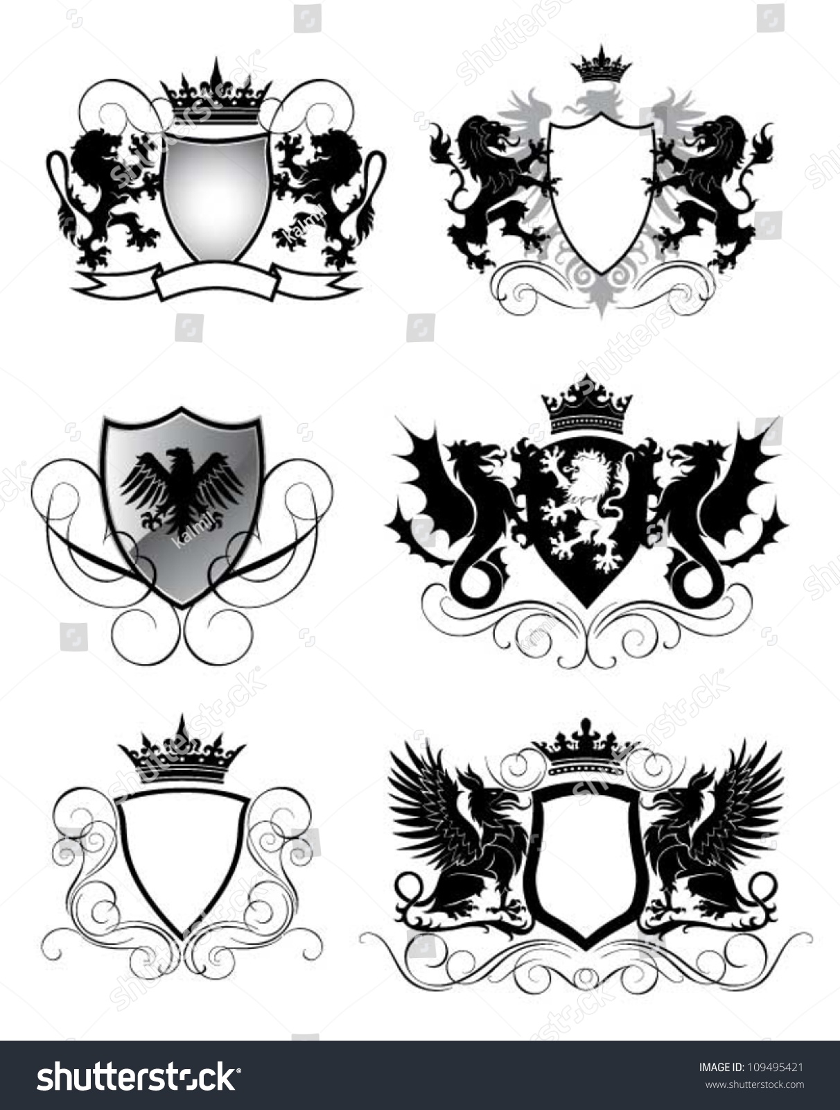 Heraldry Set Shield Stock Vector (Royalty Free) 109495421