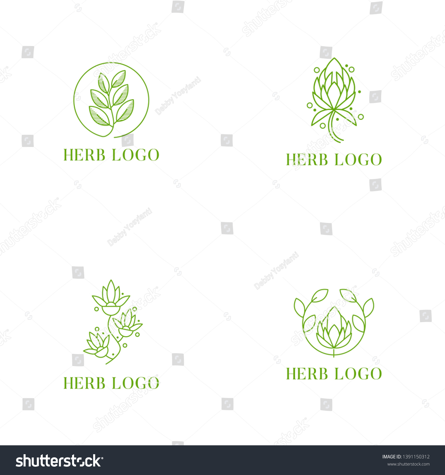 Herb Logo Design Vector Illustration Stock Vector (Royalty Free ...
