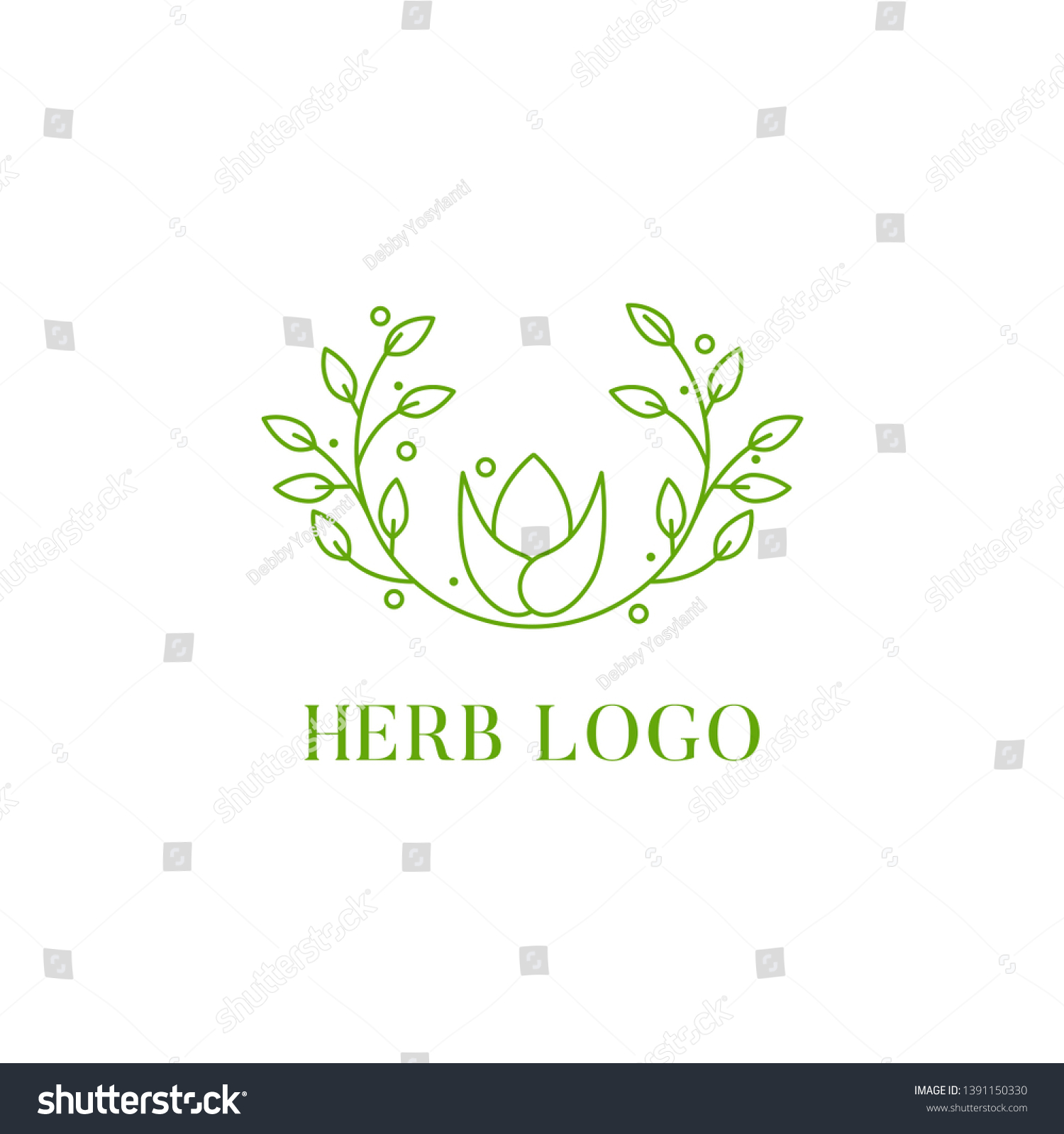Herb Logo Design Vector Illustration Stock Vector (Royalty Free ...