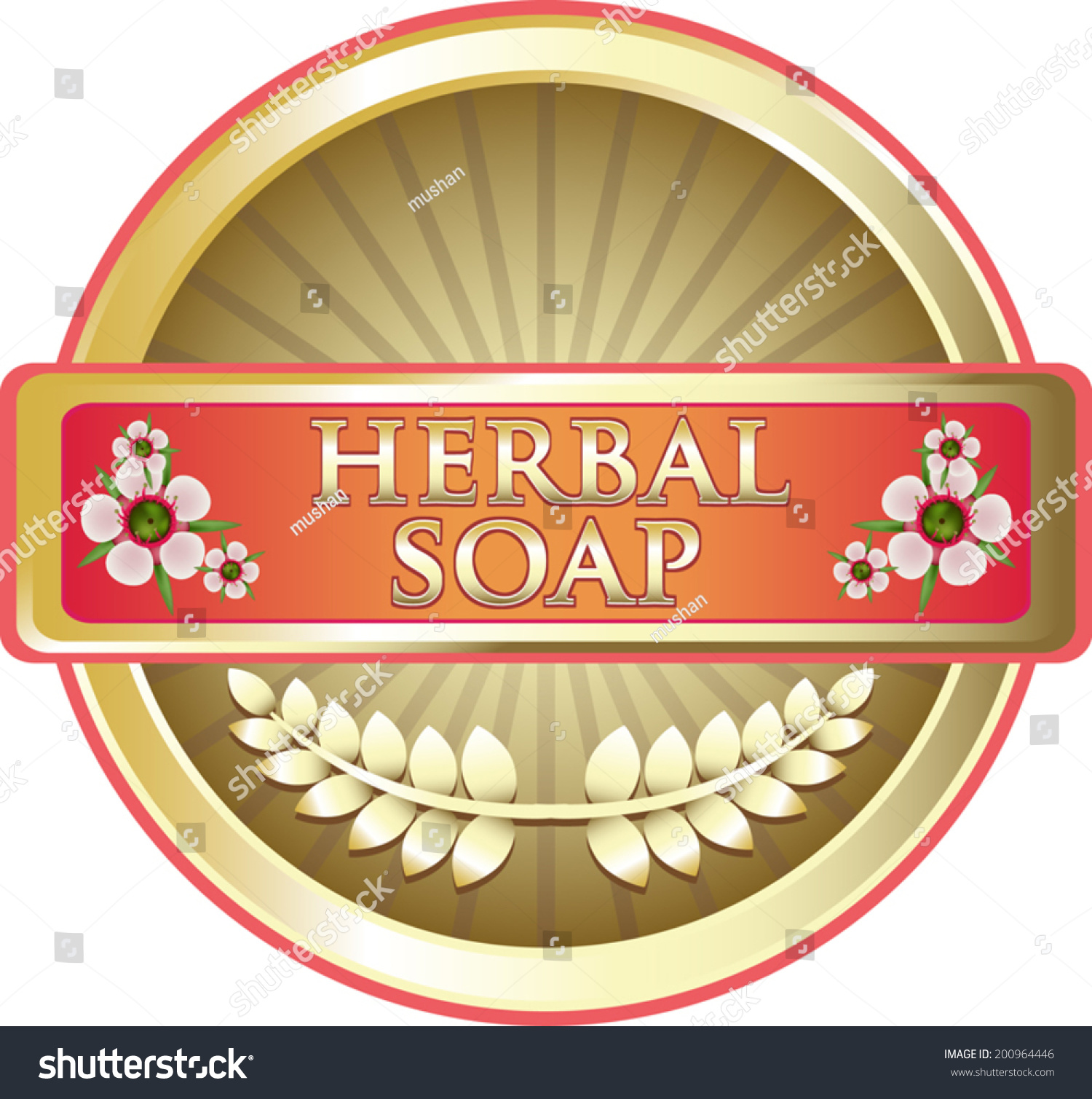 Herbal Soap Gold Label Stock Vector (Royalty Free) 200964446