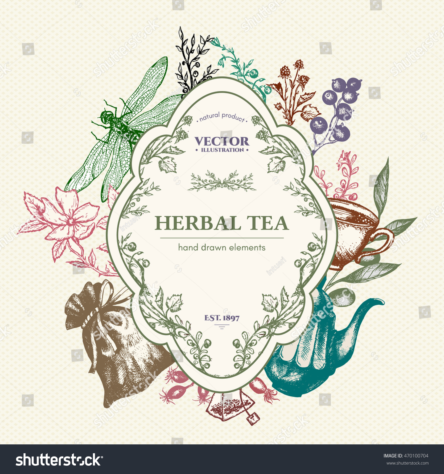 Herbal Tea Vector Card Design Herbal Stock Vector (Royalty Free ...