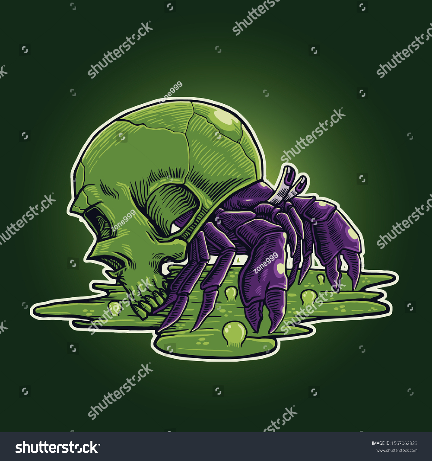 Hermit Krab Skull Design Stock Vector (Royalty Free) 1567062823