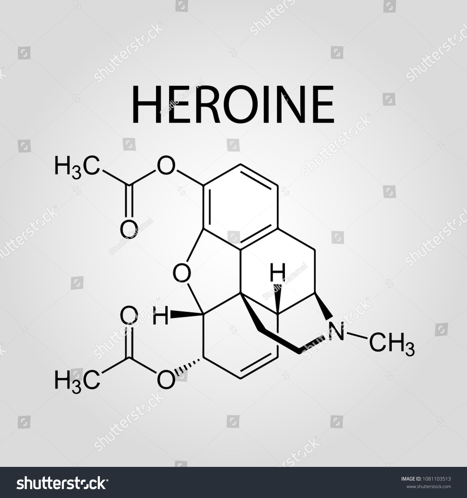 Heroine Molecular Structure Isolated Flat Vector Stock Vector (Royalty ...