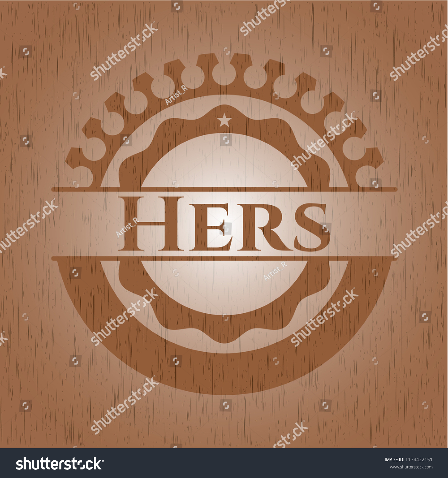 Hers Wooden Emblem Stock Vector (Royalty Free) 1174422151 | Shutterstock