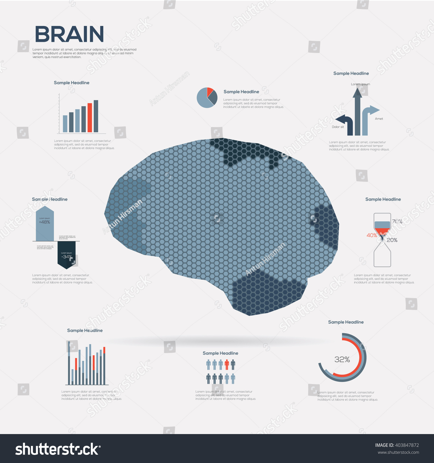 Hexagon Brain Infographics Vector Illustration Stock Vector (Royalty ...