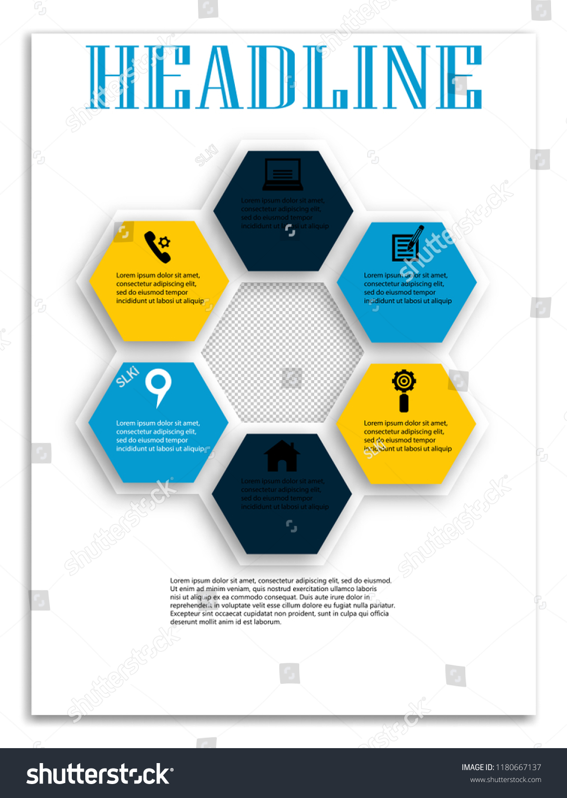 Hexagon Brochure Template Flyer Design Vector Stock Vector (Royalty ...