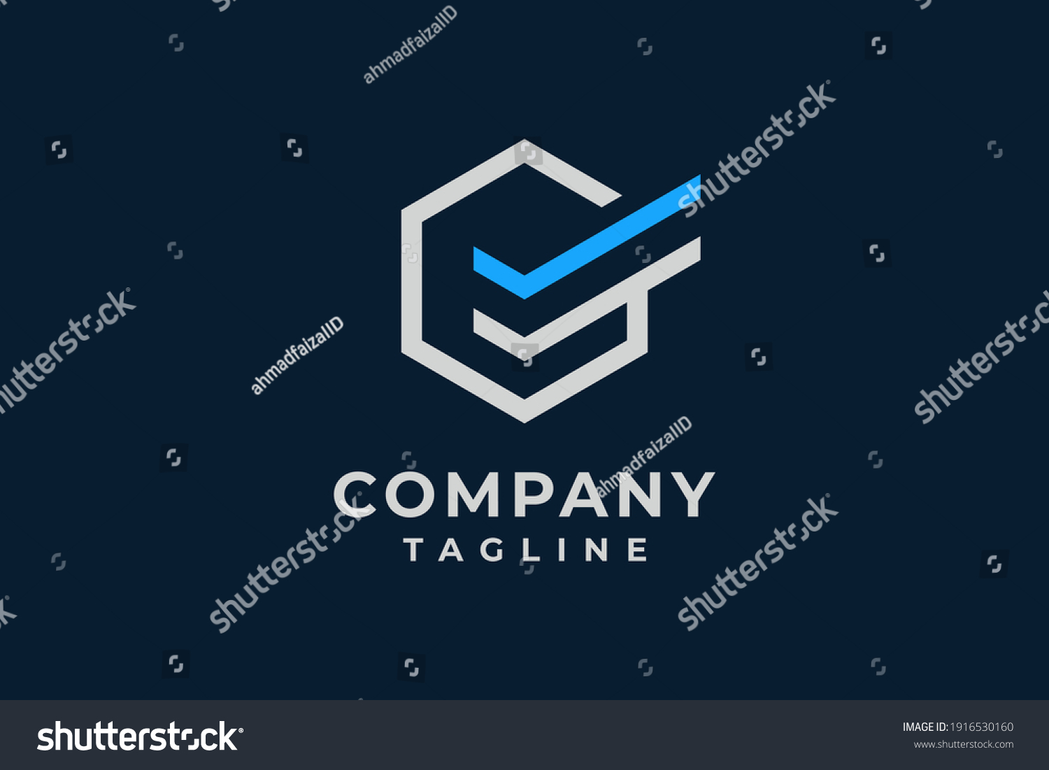 Hexagon Check Monogram Logo Template Stock Vector (Royalty Free) 1916530160