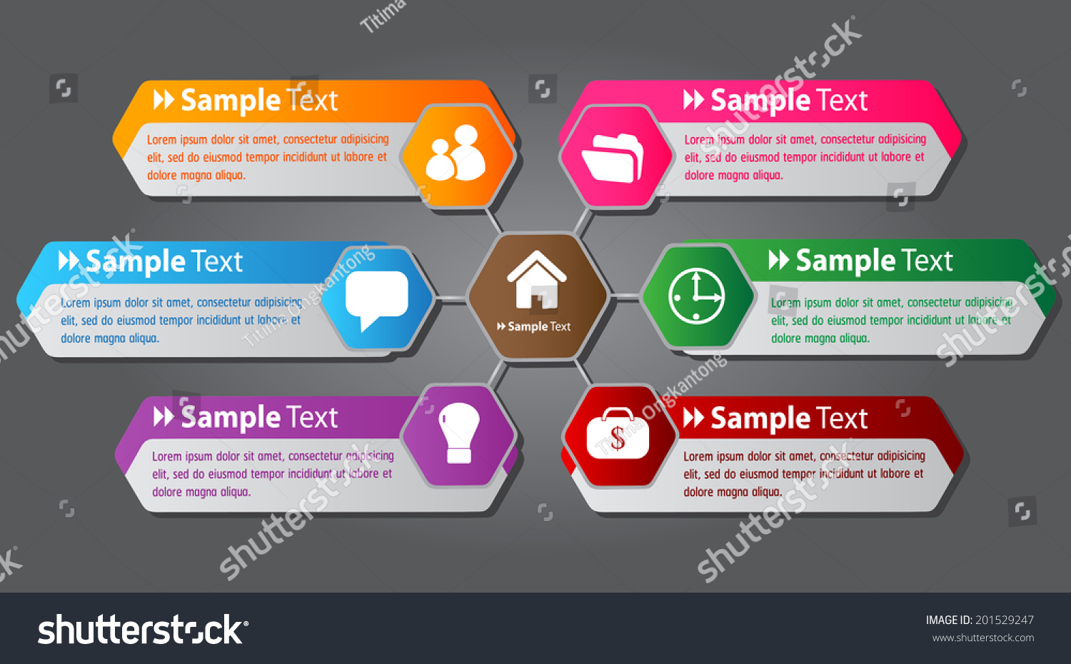 Hexagon Colorful Network Text Box Template: เวกเตอร์สต็อก (ปลอดค่า ...
