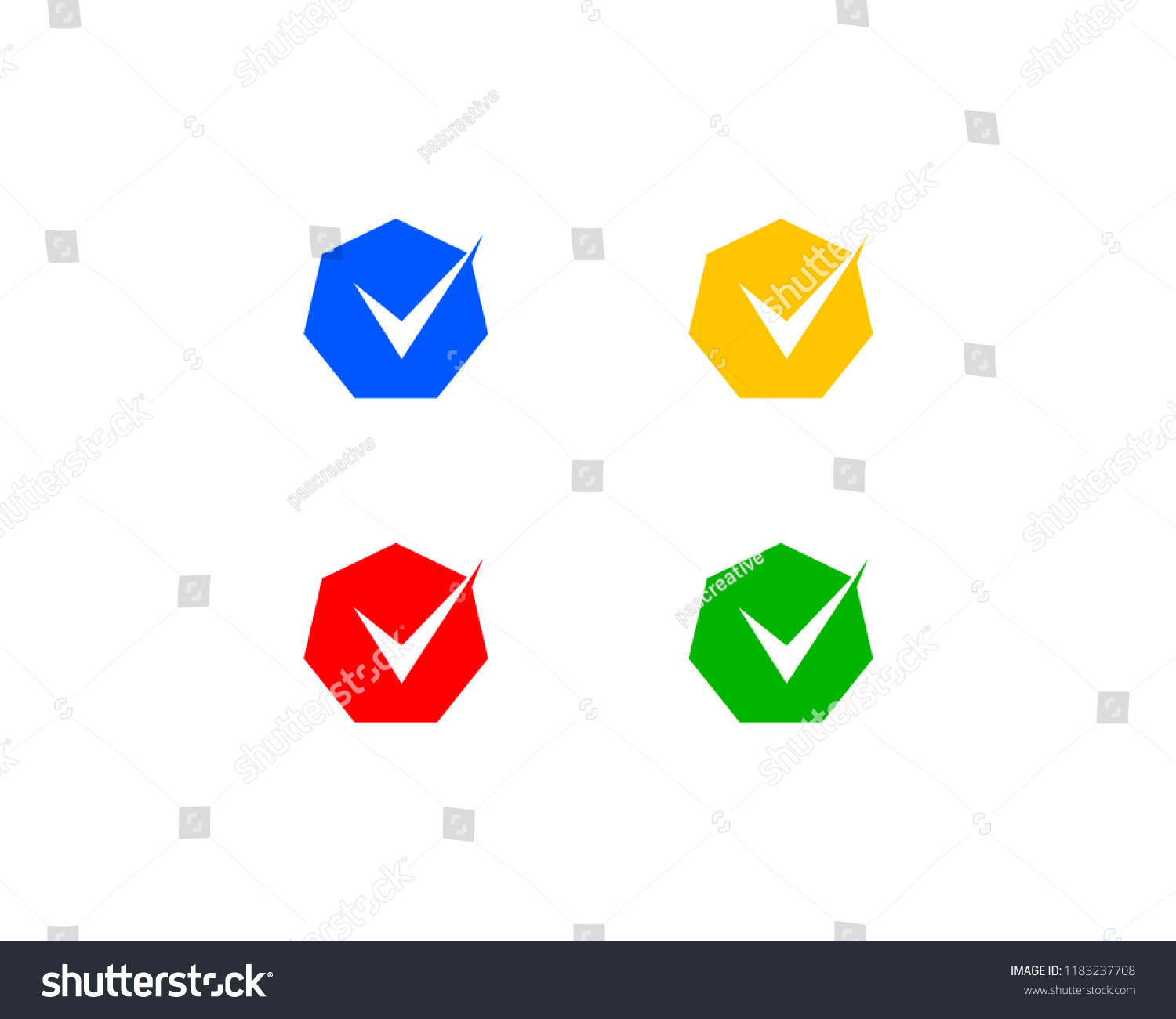 Hexagon Correct True Check Logo Design Stock Vector (Royalty Free ...