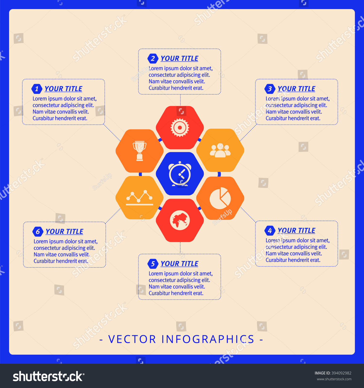 Hexagon Diagram Template Stock Vector (Royalty Free) 394092982 ...