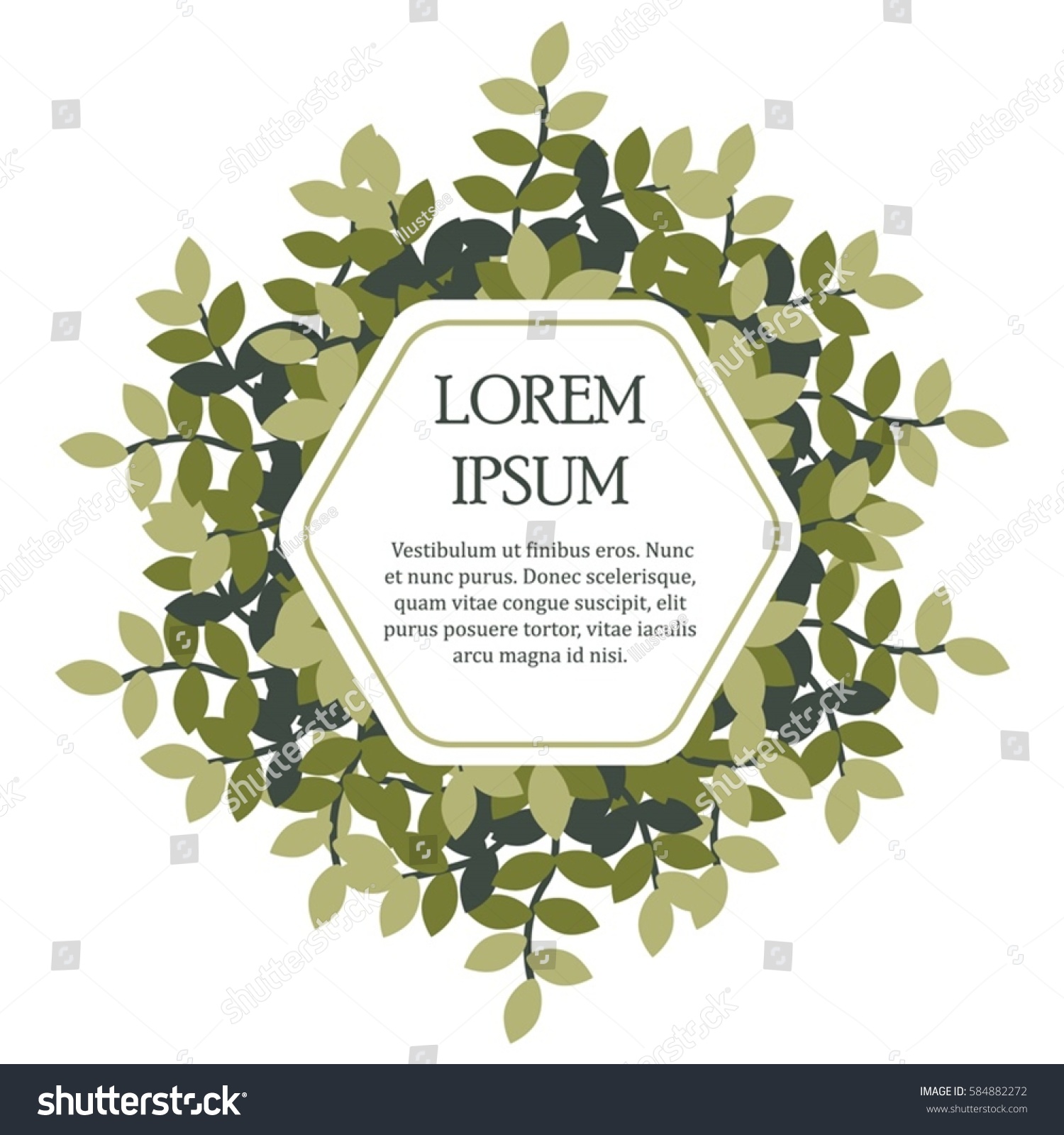 Hexagon Floral Design Frame Template Stock Vector (Royalty Free ...