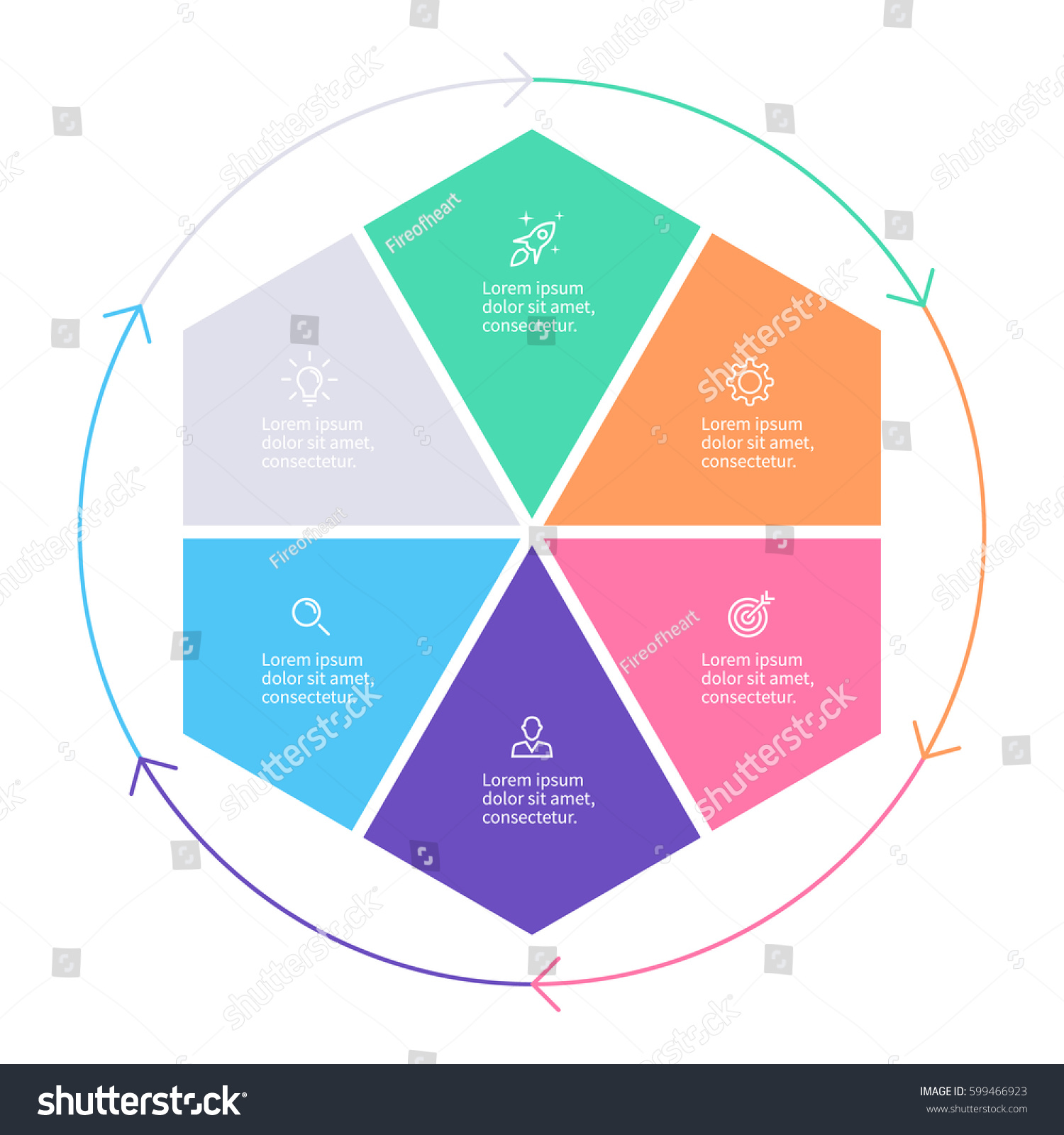 Hexagon Infographics 6 Steps Sections Stock Vector (Royalty Free ...
