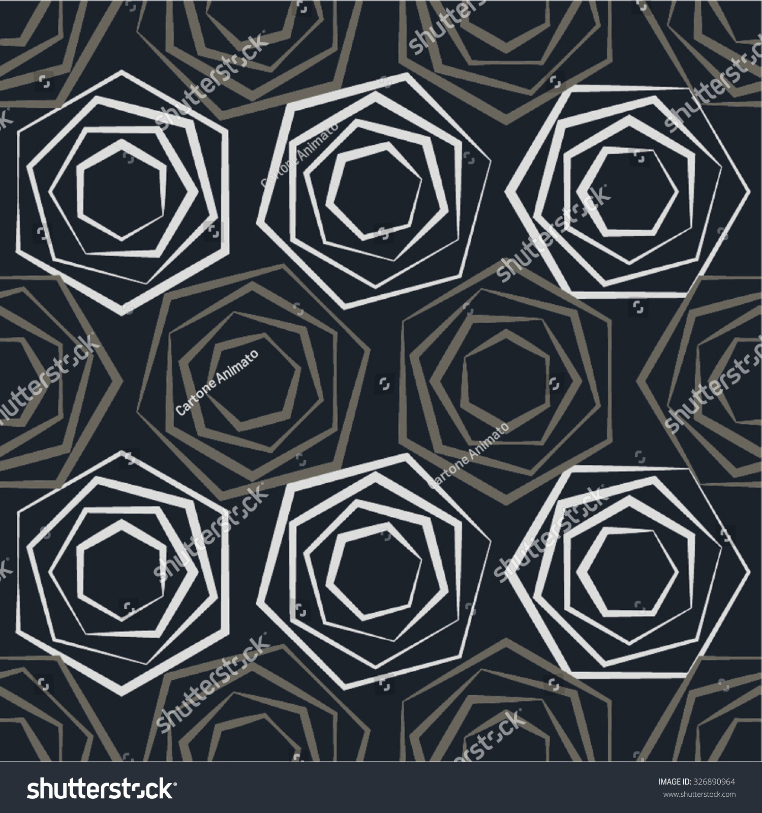 Hexagon Monochrome Pattern Hypnosis Seamless Vector Stock Vector (Royalty Free) 326890964
