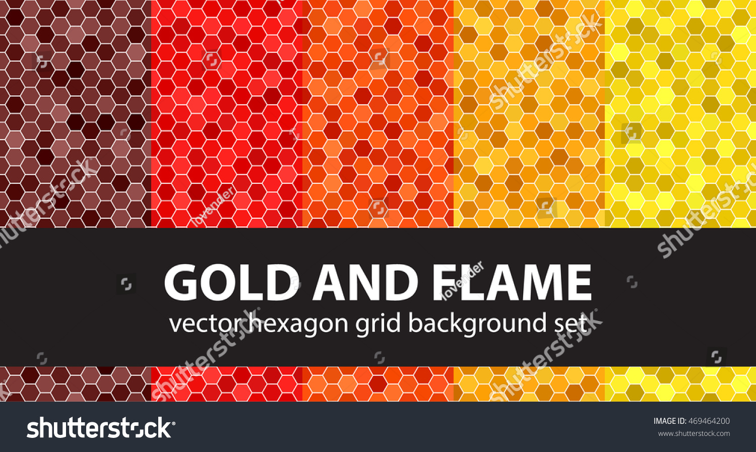 Hexagon Pattern Set Gold Flame Vector Stock Vector (Royalty Free ...