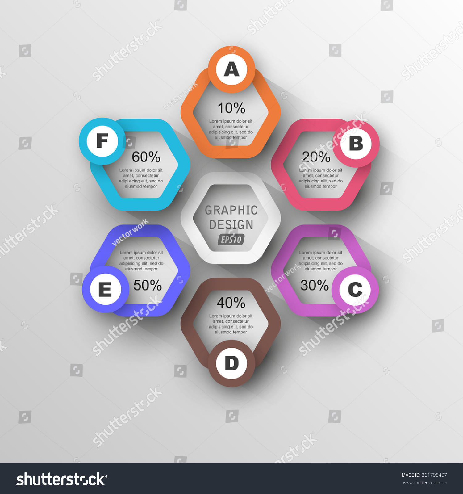 Hexagon Progress Data Stepwise Color Infographics Stock Vector (Royalty ...