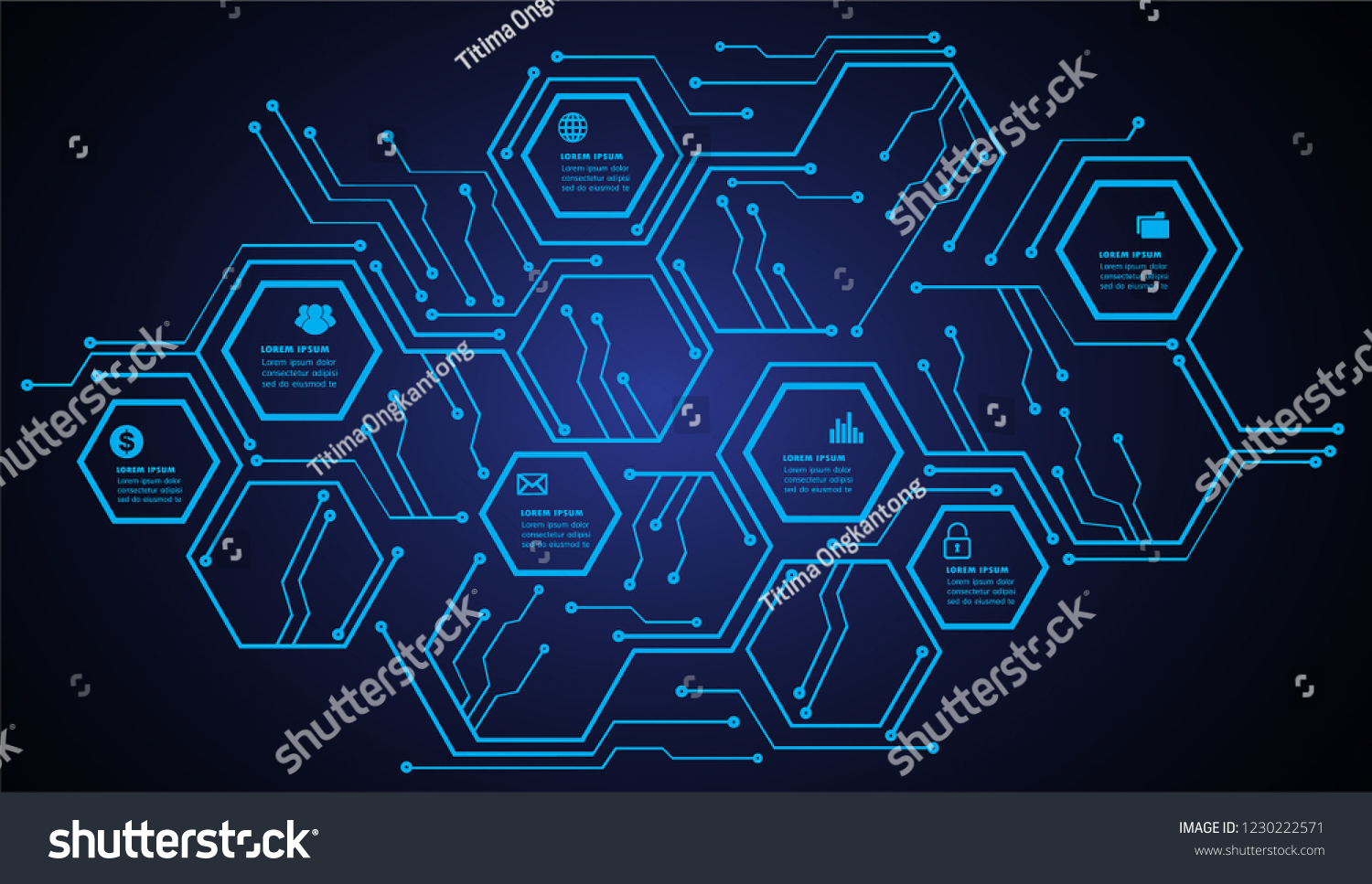 Hexagon Text Box Circuit Template Website Stock Vector (Royalty Free ...