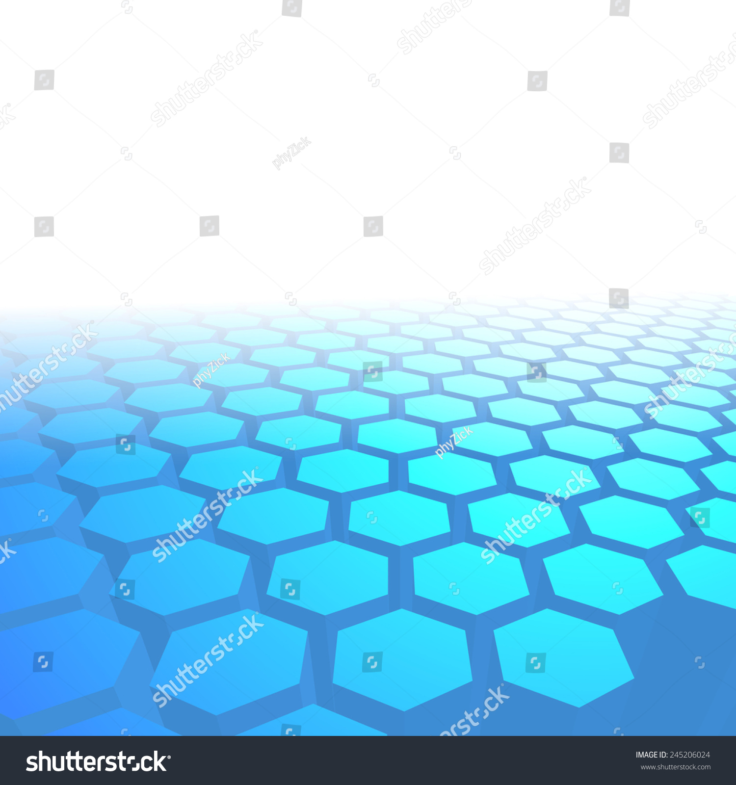 Hexagon Tile Perspective Blue Background Vector Stock Vector (Royalty ...