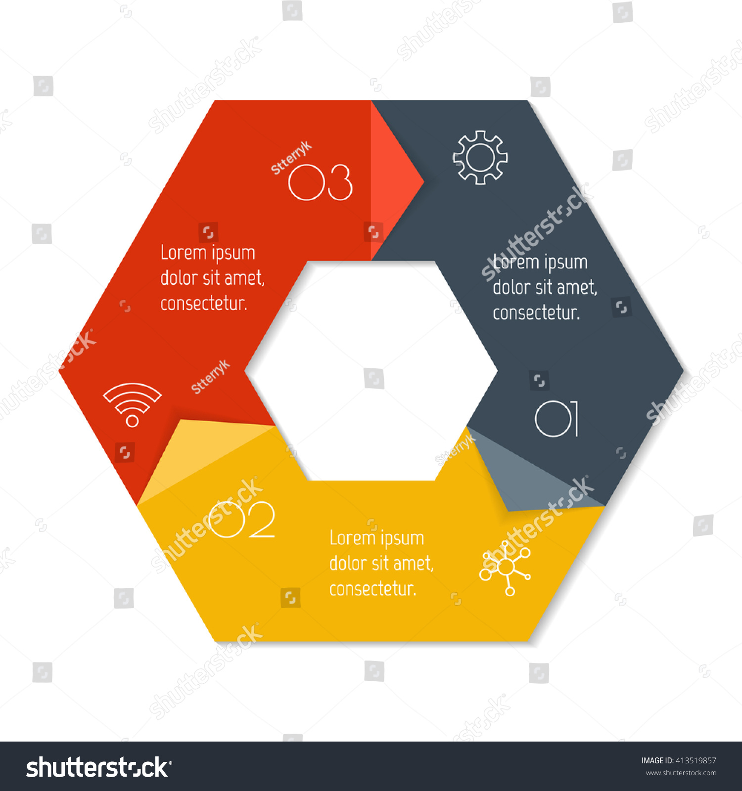 Hexagonal Connected Infographic Diagram Circular Chart 스톡 벡터(로열티 프리 ...