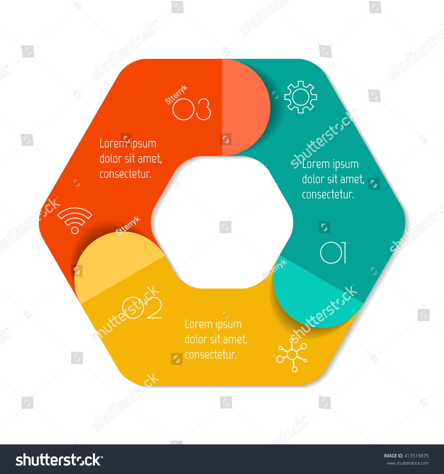 Hexagonal Connected Infographic Diagram Circular Chart Stock Vector ...