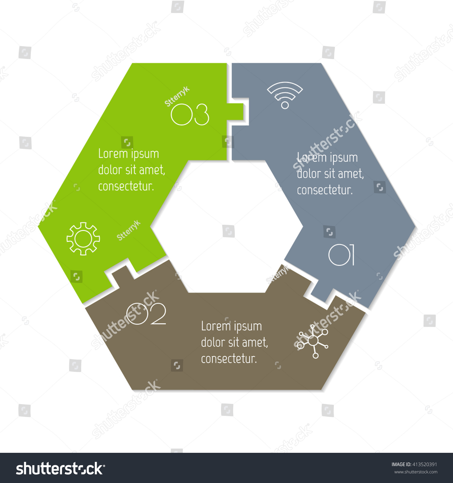 Hexagonal Connected Infographic Diagram Circular Chart: vetor stock ...