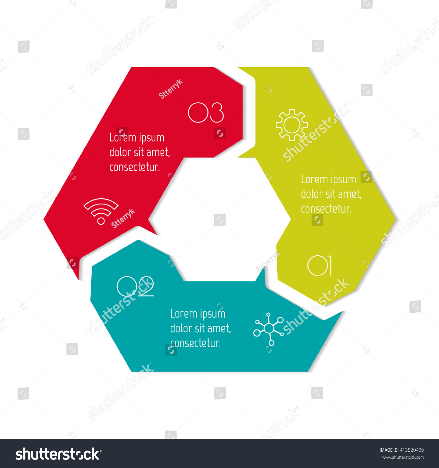 Hexagonal Connected Infographic Diagram Circular Chart: vector de stock ...