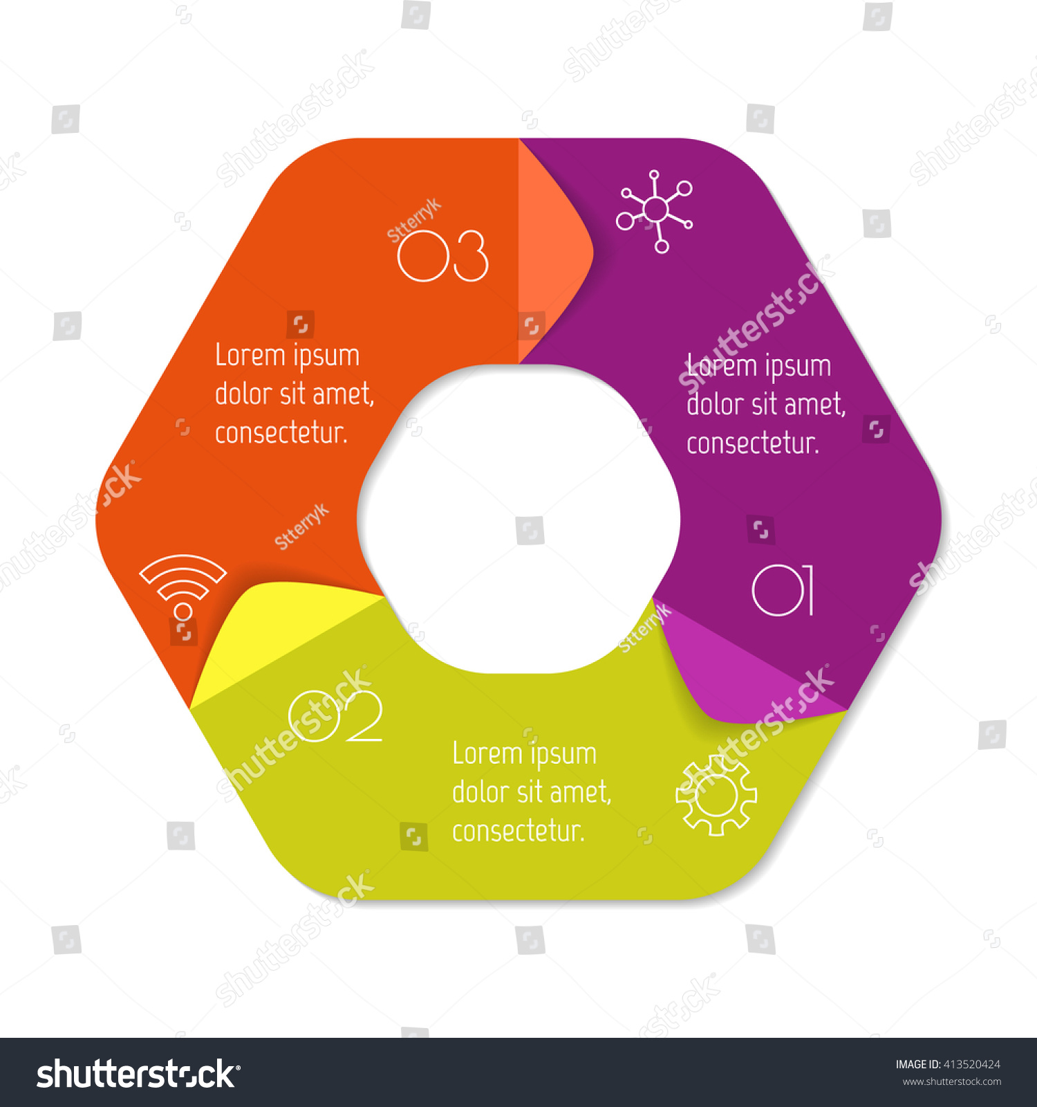 Hexagonal Connected Infographic Diagram Circular Chart: เวกเตอร์สต็อก ...
