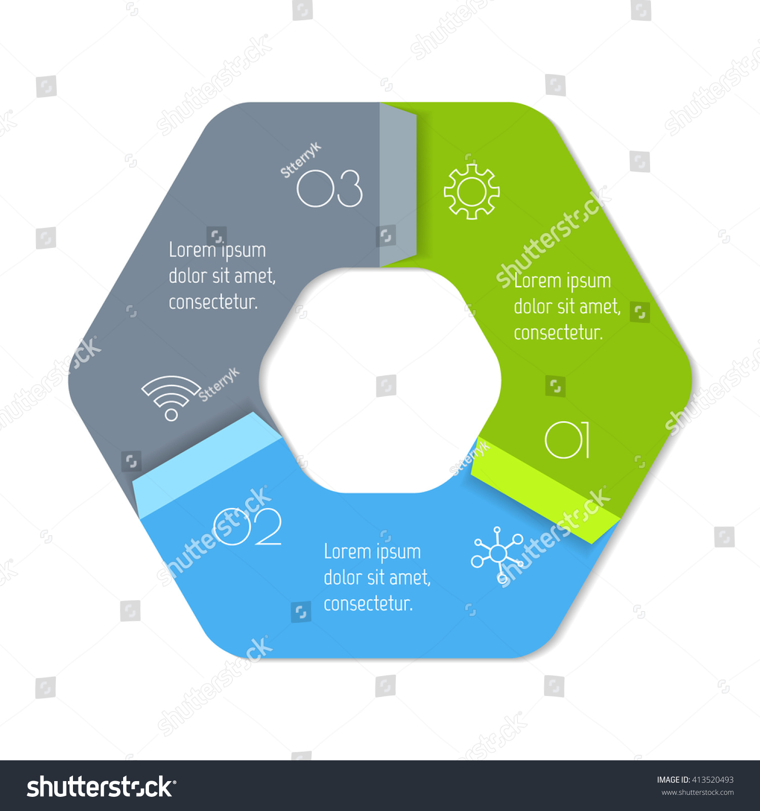 Hexagonal Connected Infographic Diagram Circular Chart: เวกเตอร์สต็อก ...