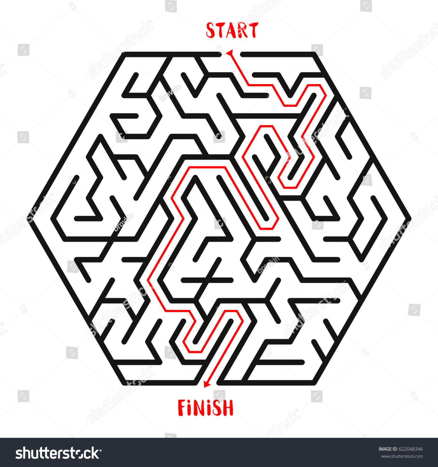 Hexagonal Maze Game Background Labyrinth Entry 스톡 벡터(로열티 프리) 622048346 ...