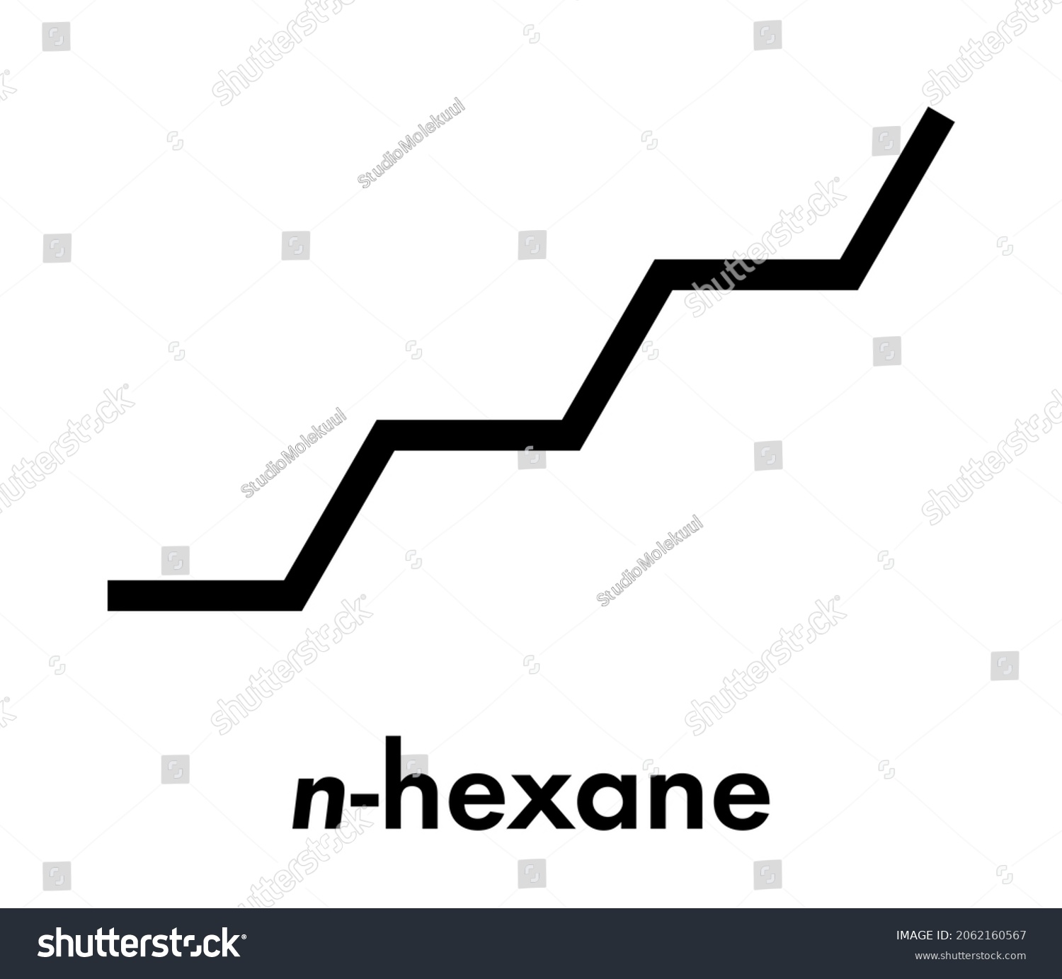 Molécula de hexano (n-hexano) de hexano.: vector de stock (libre de ...