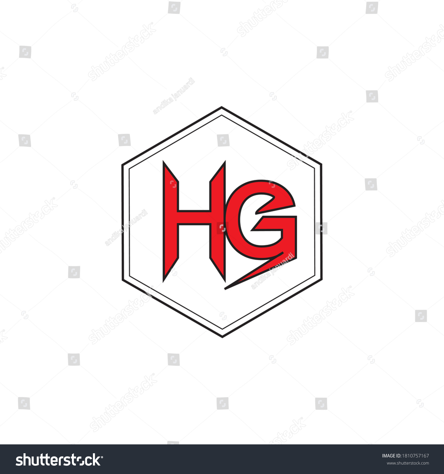 Hg Initial Monogram Logo Red Colors Stock Vector (Royalty Free ...