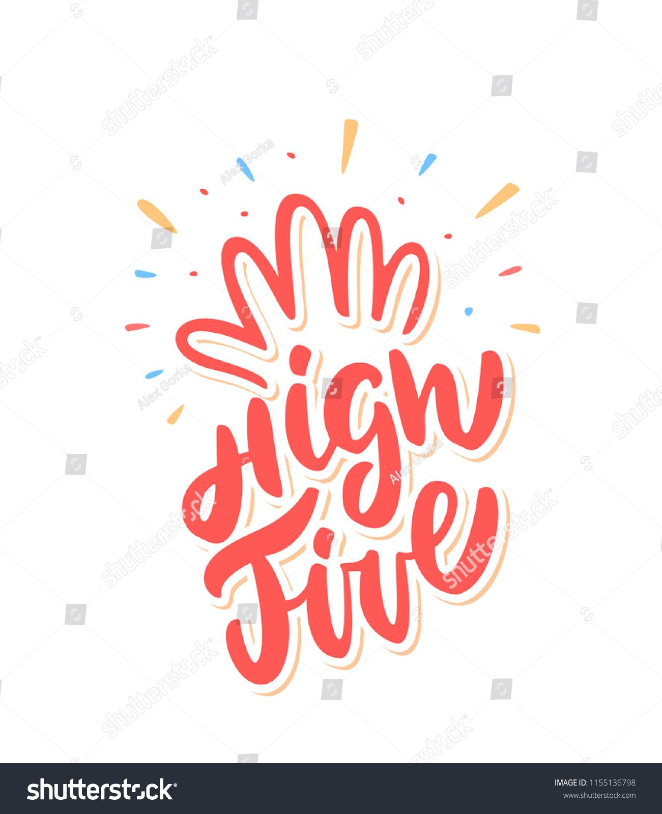 Hi Five Congratulations Vector Lettering Stock Vector (Royalty Free ...