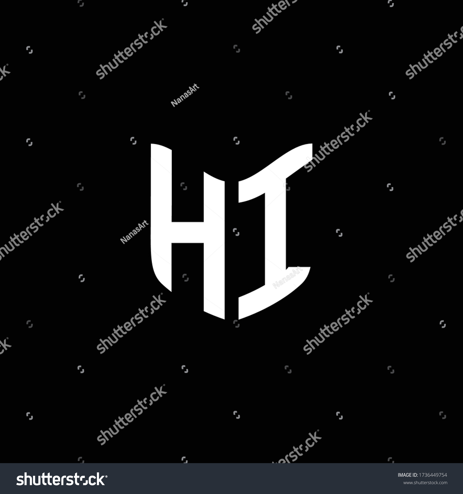 Hi Logo Monogram Shield Shape Design Stock Vector (Royalty Free ...