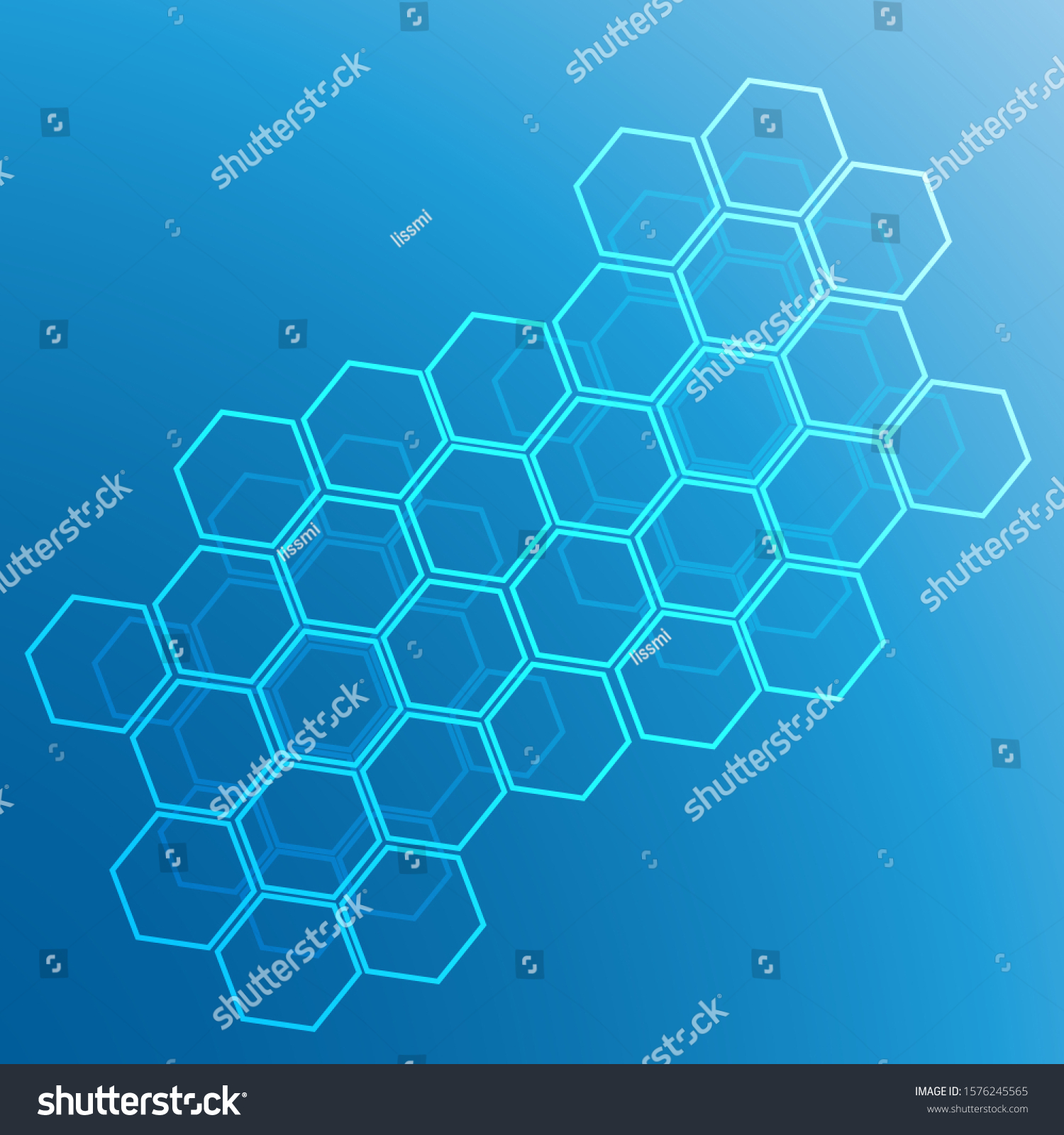 Hitech Honeycomb Concept On Blue Gradient Stock Vector (Royalty Free ...