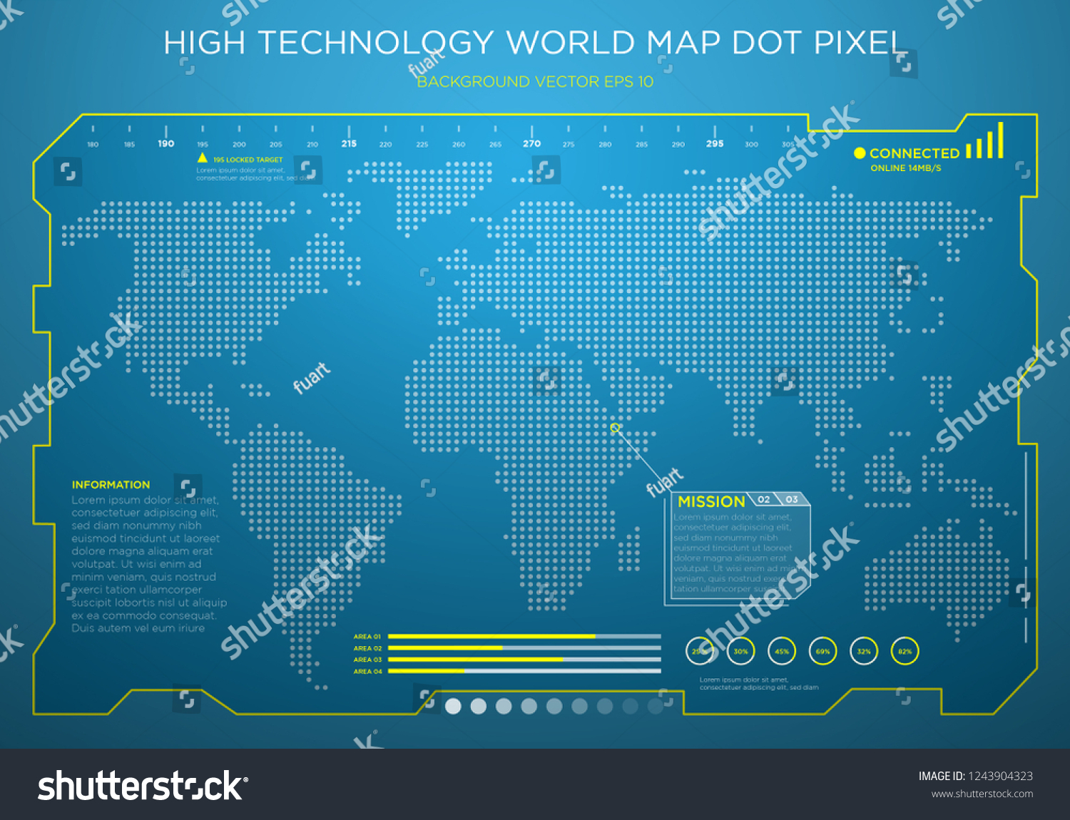 Hi Tech World Map Digital Interface: vector de stock (libre de regalías) 1243904323 | Shutterstock