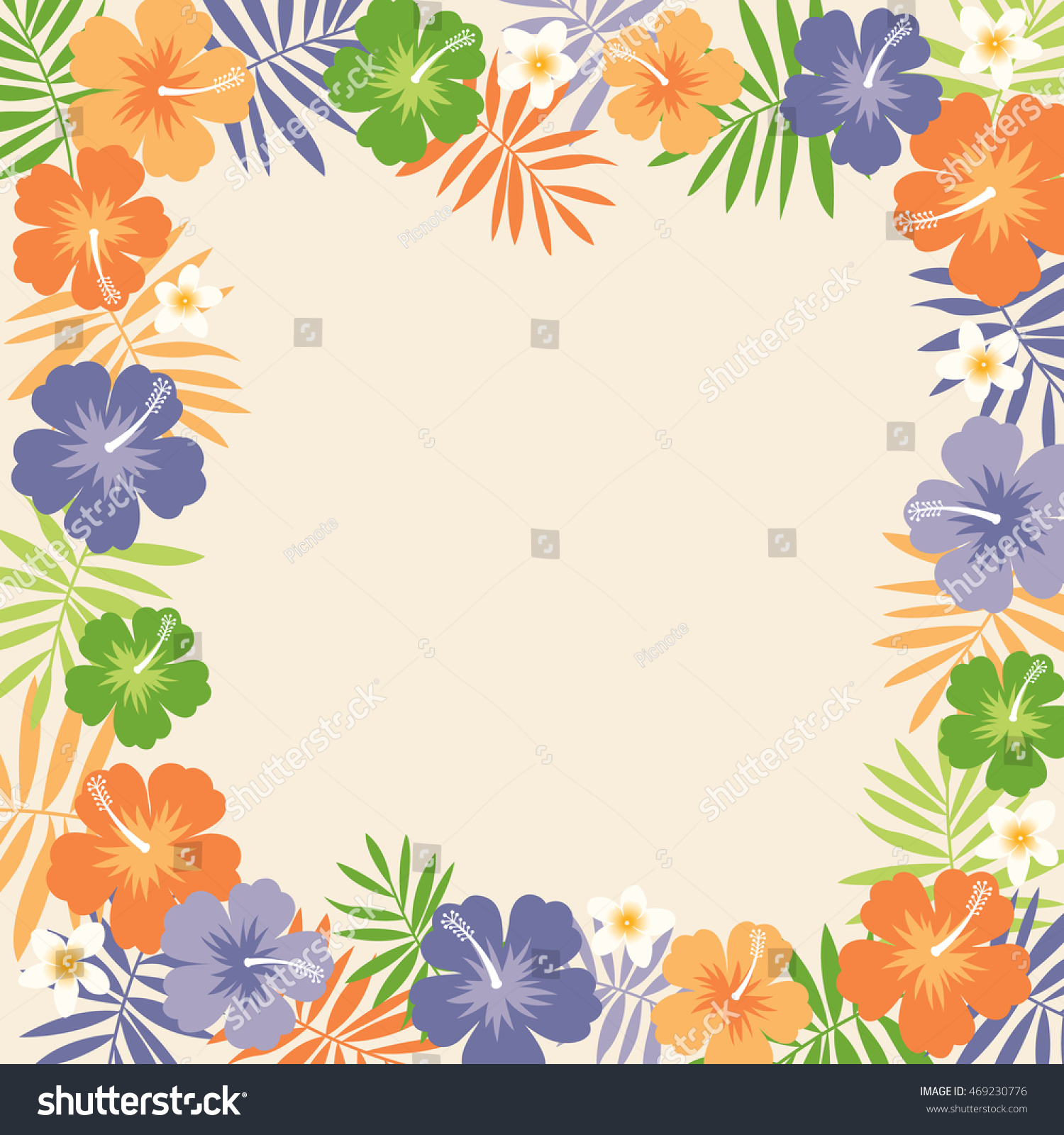 Hibiscus Palm Leaf Border Frame Vector Stock Vector 469230776 ...