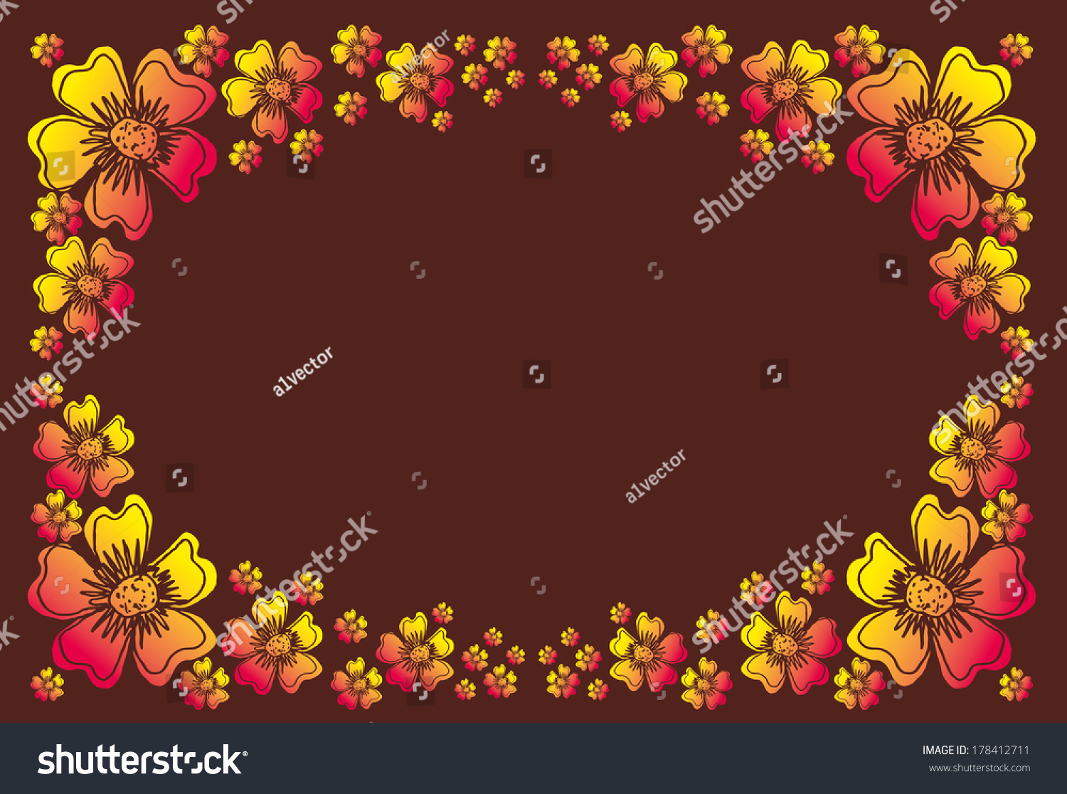 Hibiscus Flower Frame Vector Art Stock Vector (Royalty Free) 178412711 ...