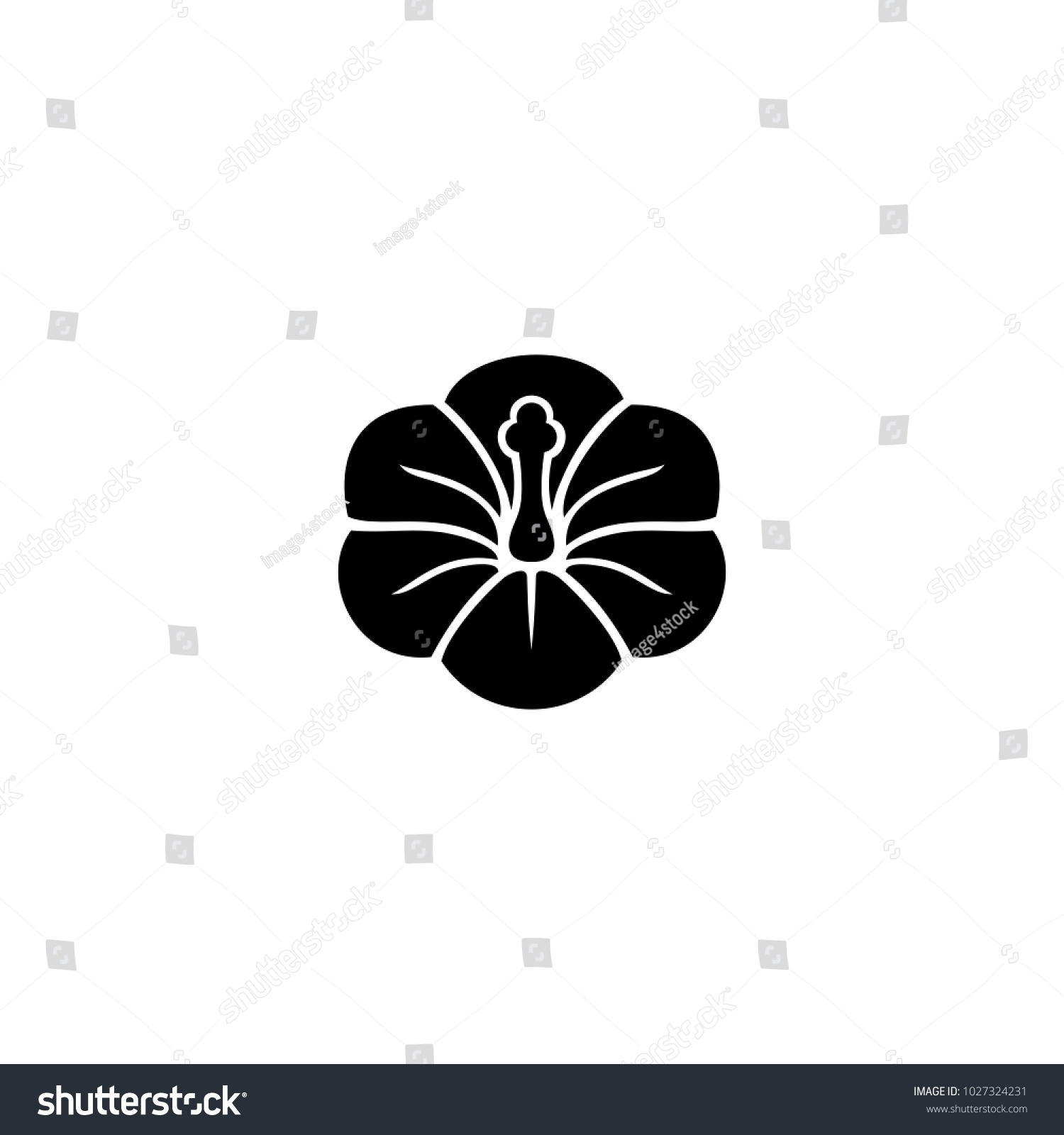 Hibiscus Flower Icon Vector Stock Vector (Royalty Free) 1027324231 ...